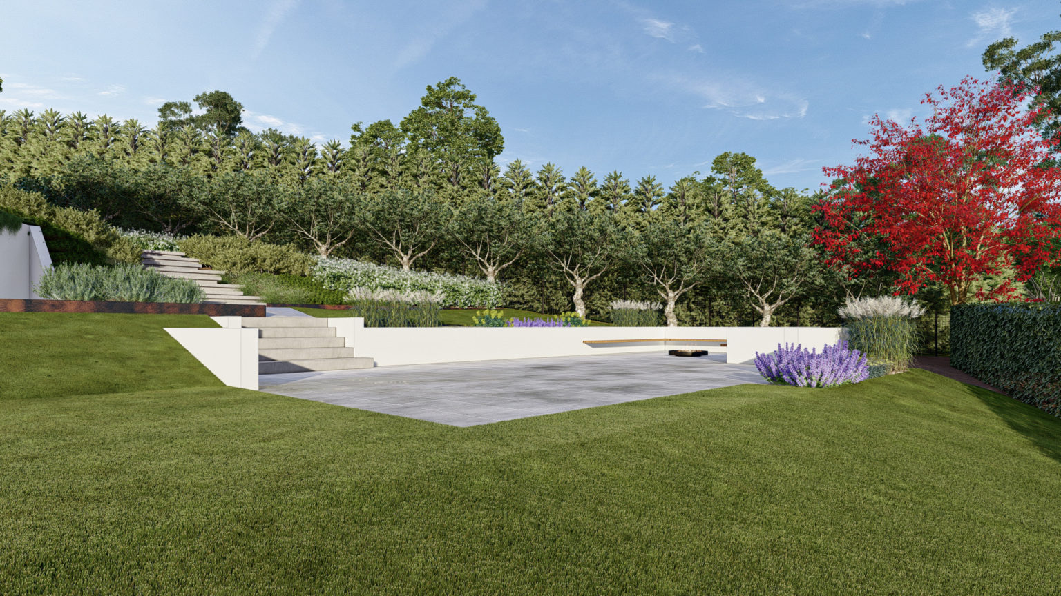 Designing a landscape on a steep block - Shape and Form